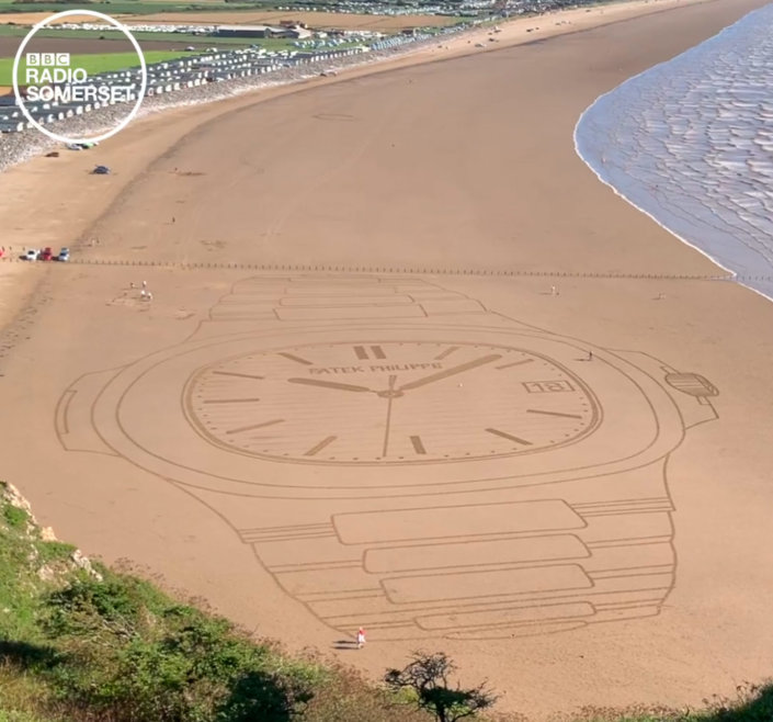 Giant Patek Philippe Nautilus By Artist Simon Beck In The Sand On ...